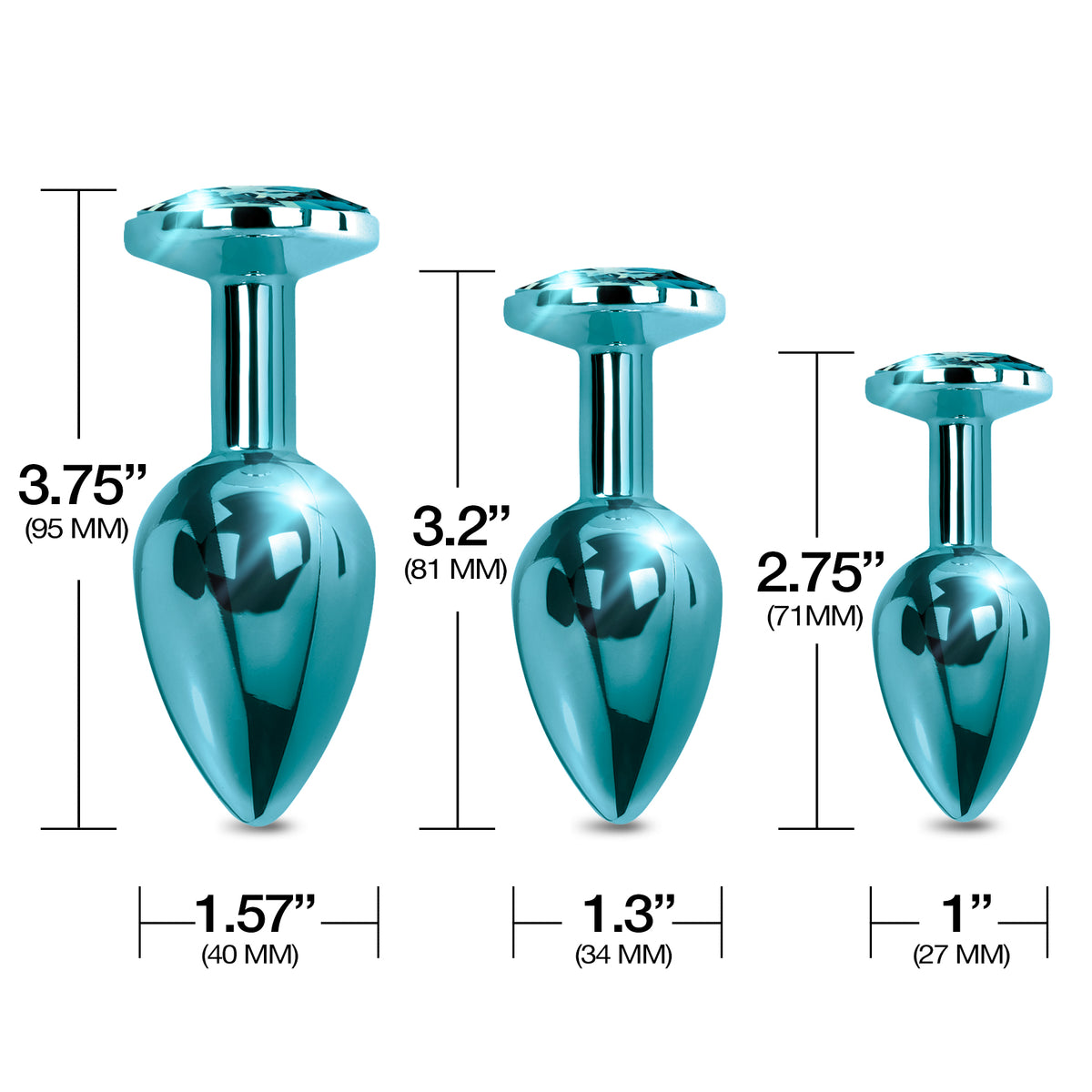 Nixie Metal Butt Plug Trainer Set Blue Metallic Thes