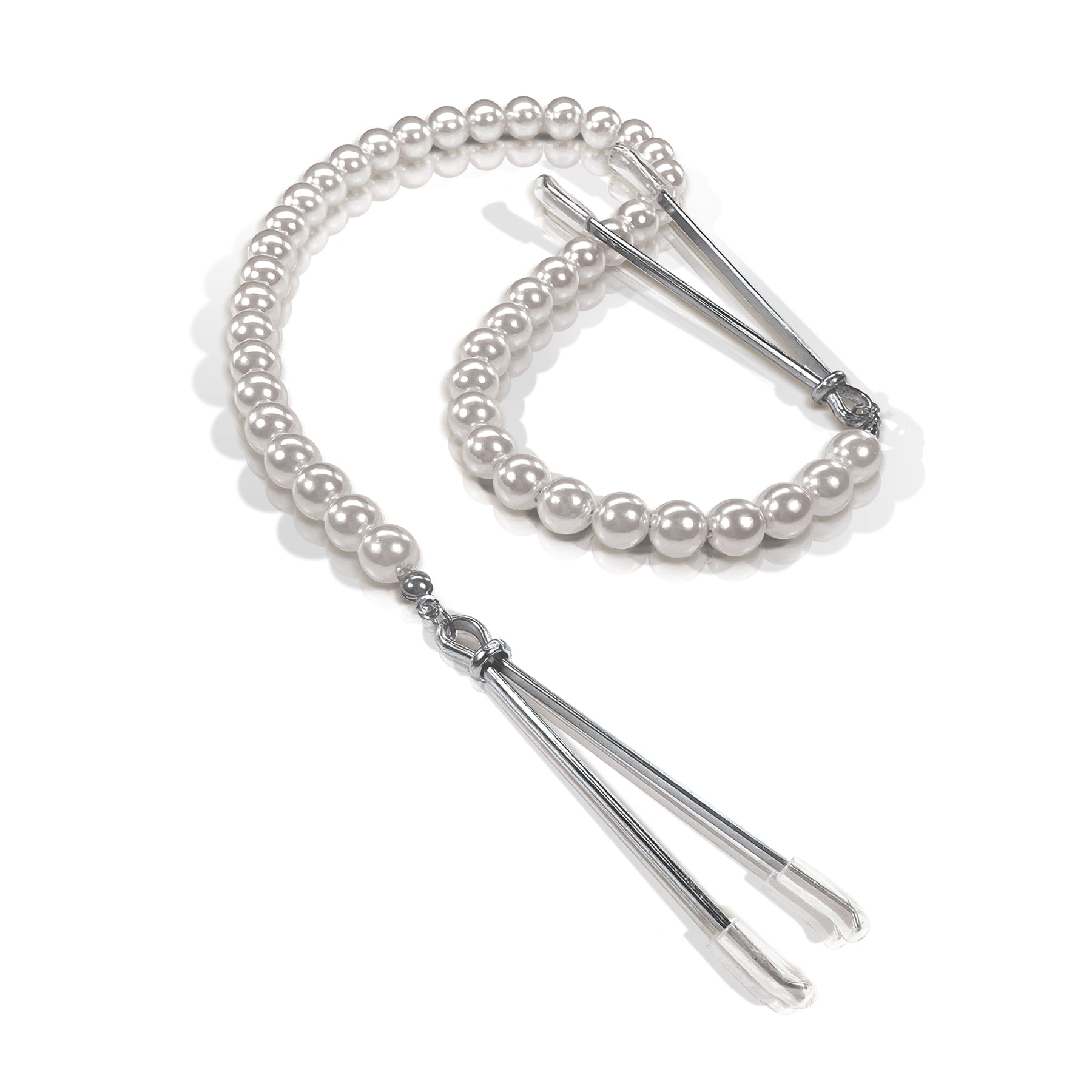 NIXIE Pearl Drop Tweezer Nipple Clamps, White Gold